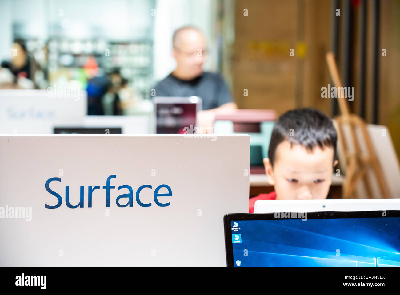 Microsoft Surface computers at a Microsoft retail store in Guangzhou ...