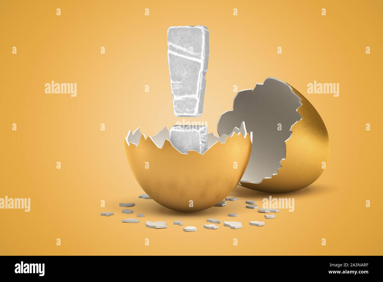 3d rendering of stone exclamation mark that just hatched out from ...