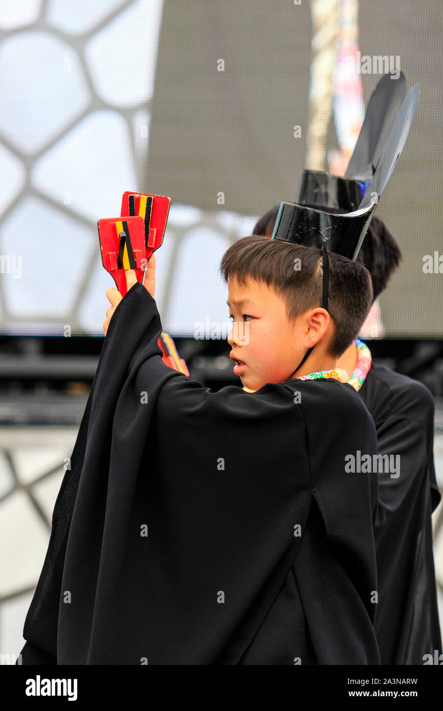 Japanese Kyusyu Gassai festival at Kumamoto. Adult and children Yosakoi ...