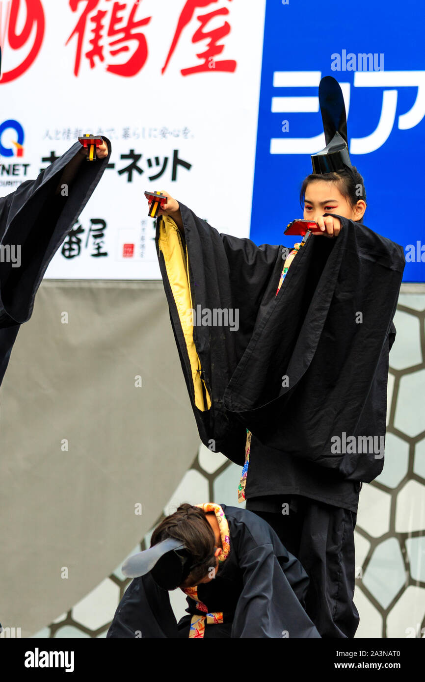 Japanese Kyusyu Gassai festival at Kumamoto. Adult and children Yosakoi ...