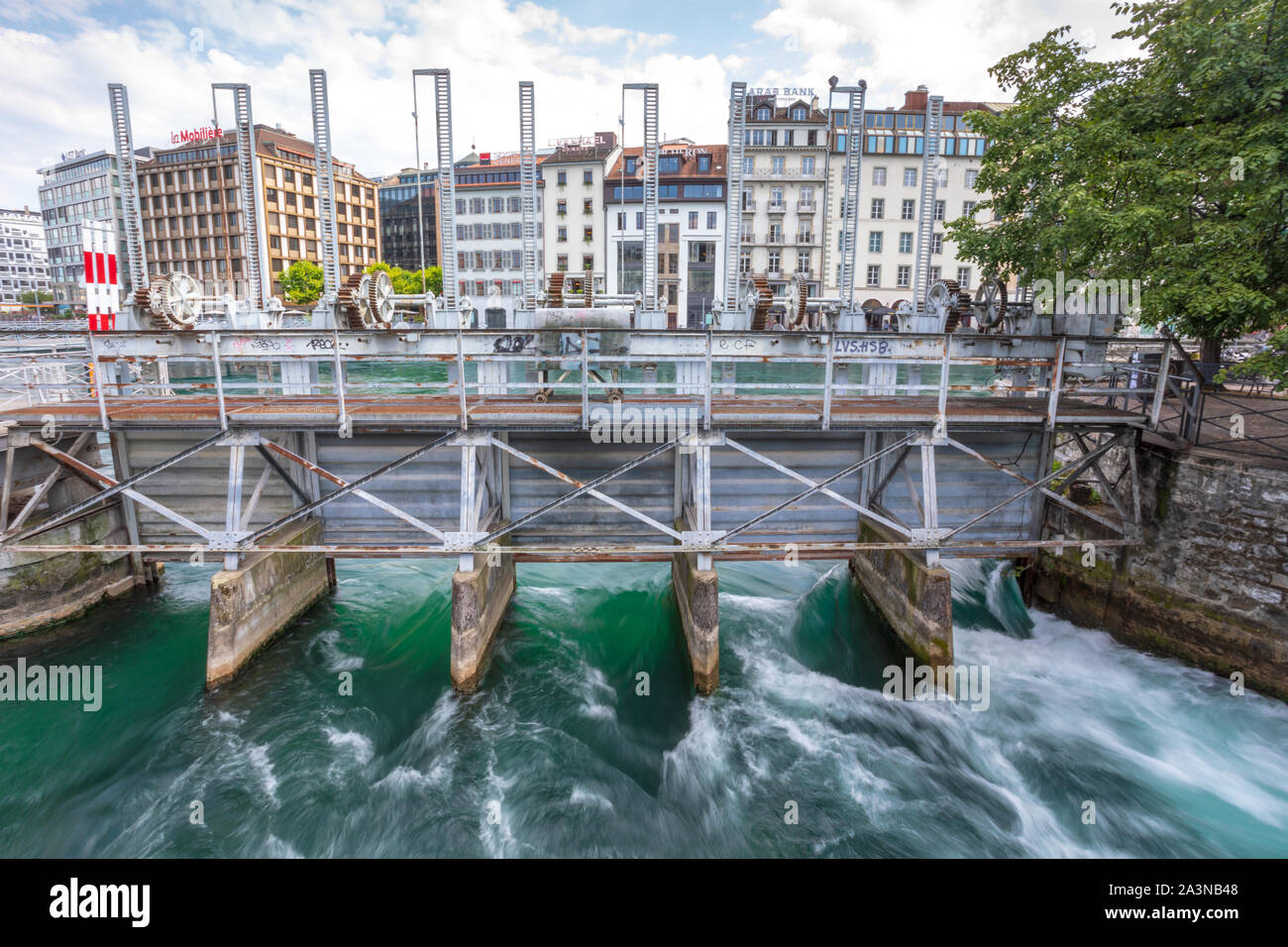 Geneva river rhone bridge hi-res stock photography and images - Alamy