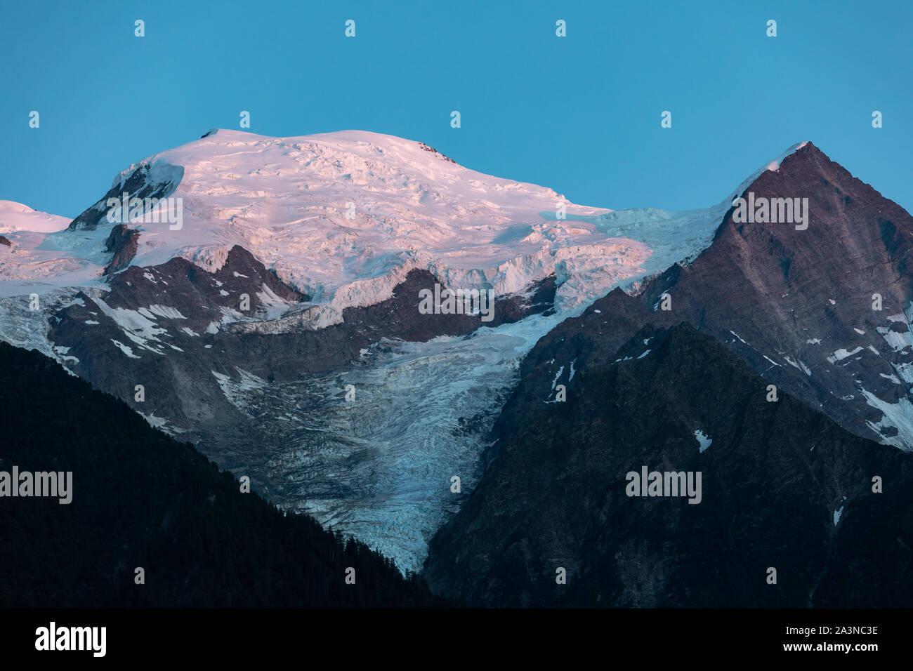 Mont Blanc mountain peak view from Chamonix, France Stock Photo - Alamy
