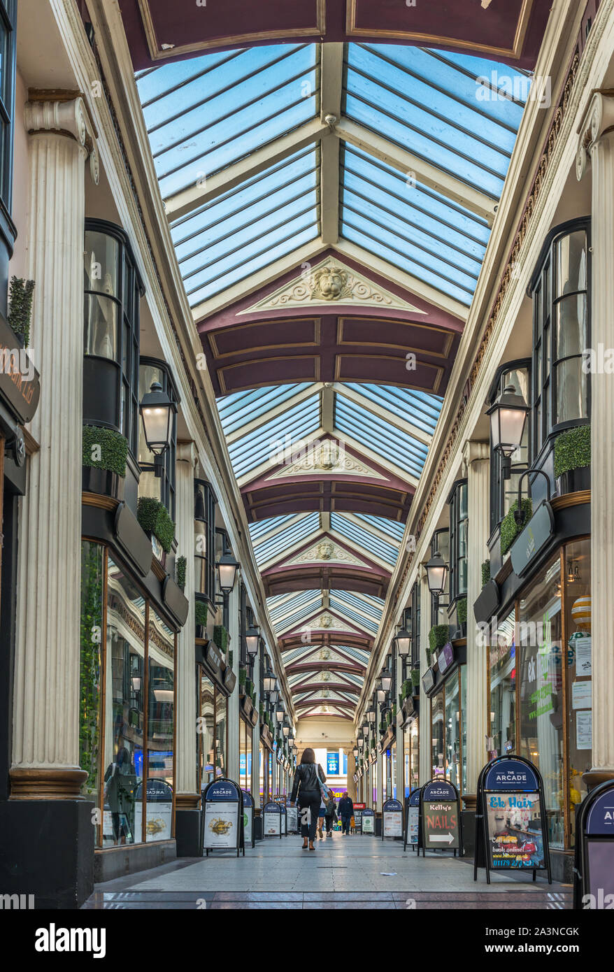 The Arcade - retail shopping precinct in Broadmead, central Bristol, UK ...