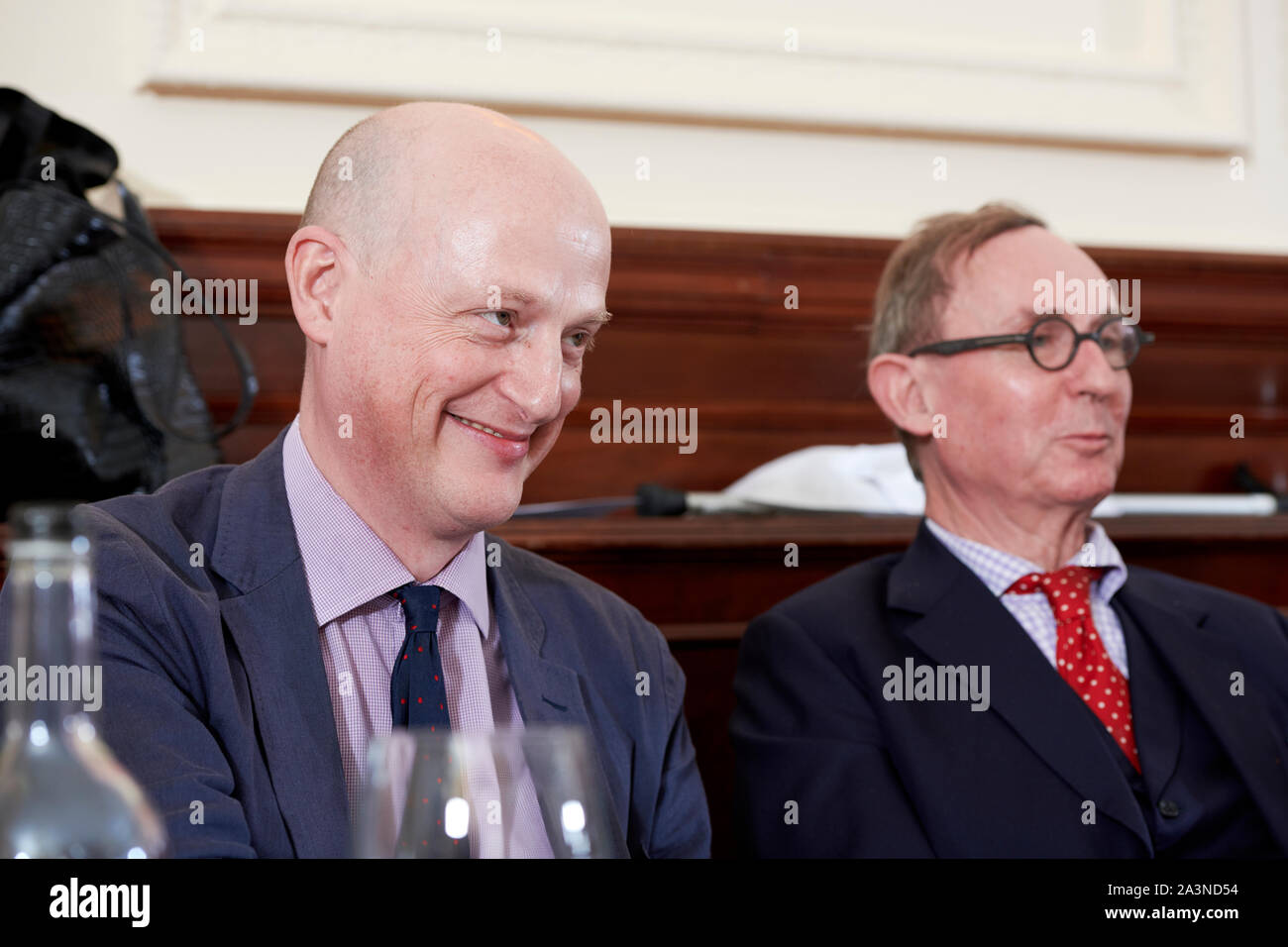Harry Mount & AN Wilson at The Oldie Literary Lunch; 08/10/19 Stock ...