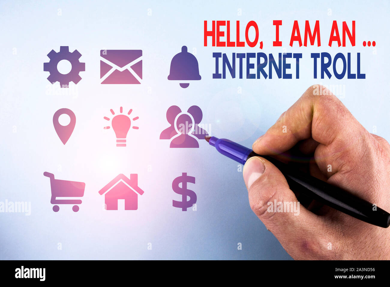 Writing note showing Hello I Am An Internet Troll. Business concept for ...