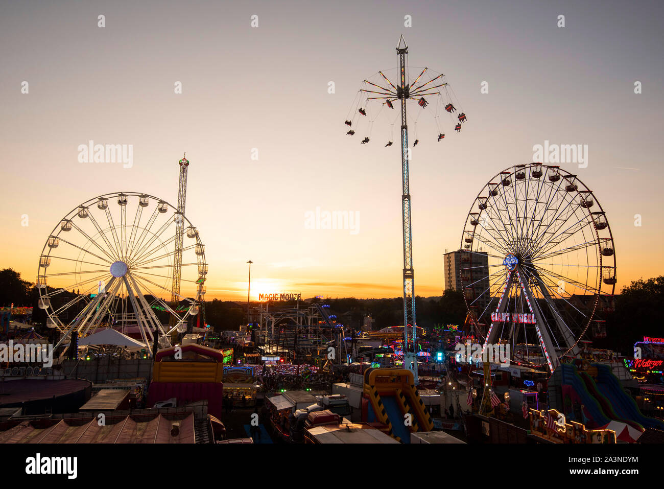 Sunset Early Evening Blue Hour at Goose Fair October 2019, Nottingham ...