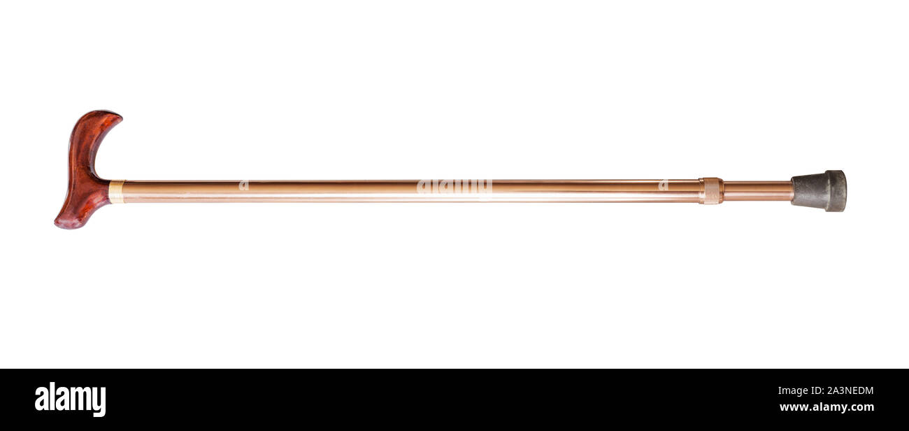 adjustable walking stick with derby style wooden handle and copper ...