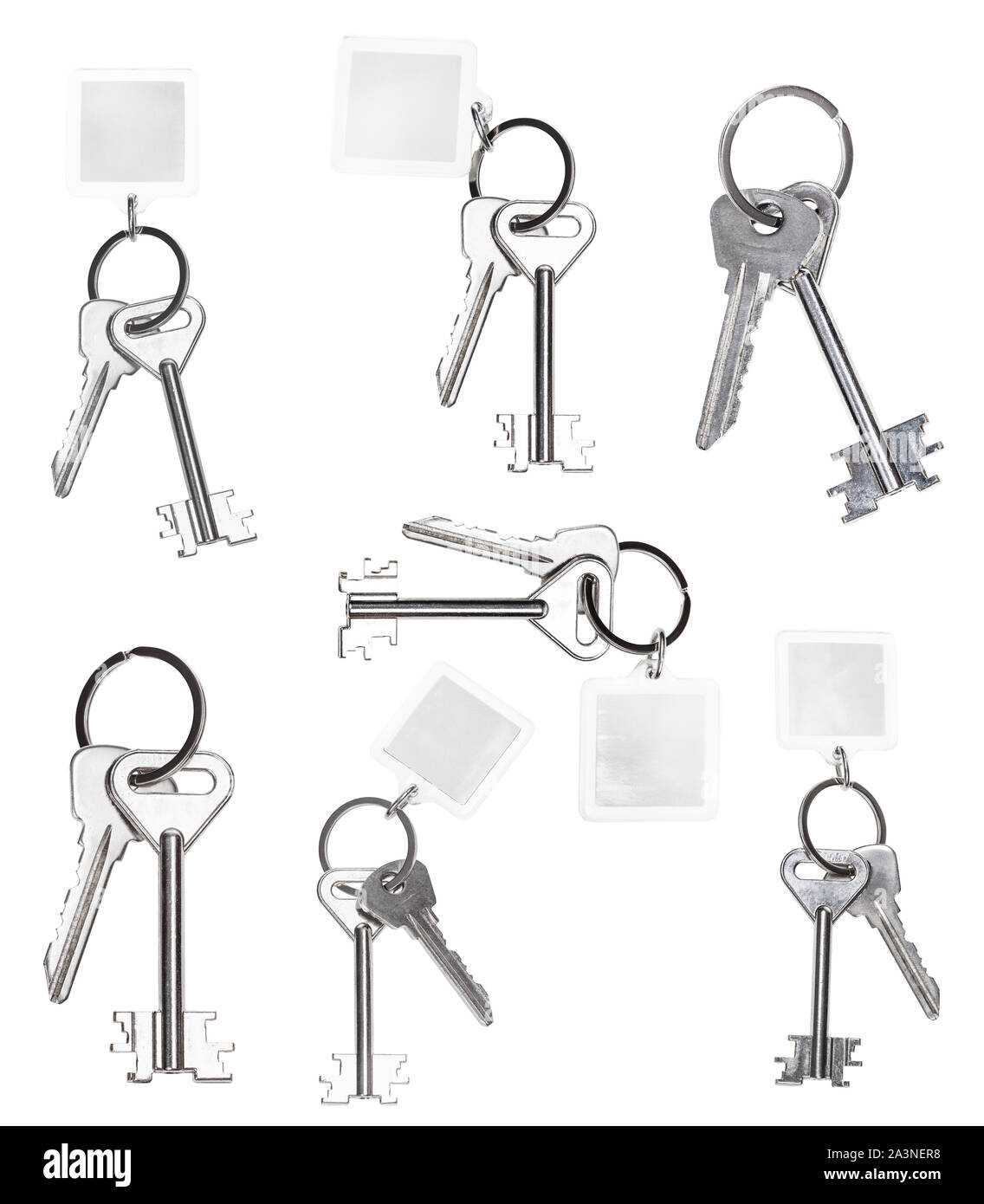 set of keys on keyring isolated on white background Stock Photo - Alamy
