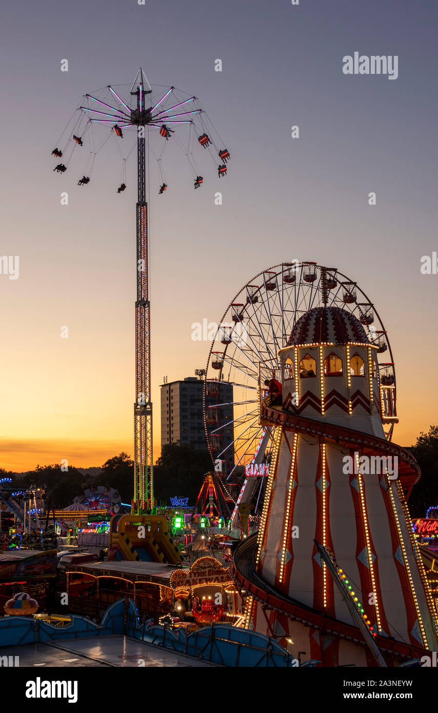 Sunset Early Evening Blue Hour at Goose Fair October 2019, Nottingham ...