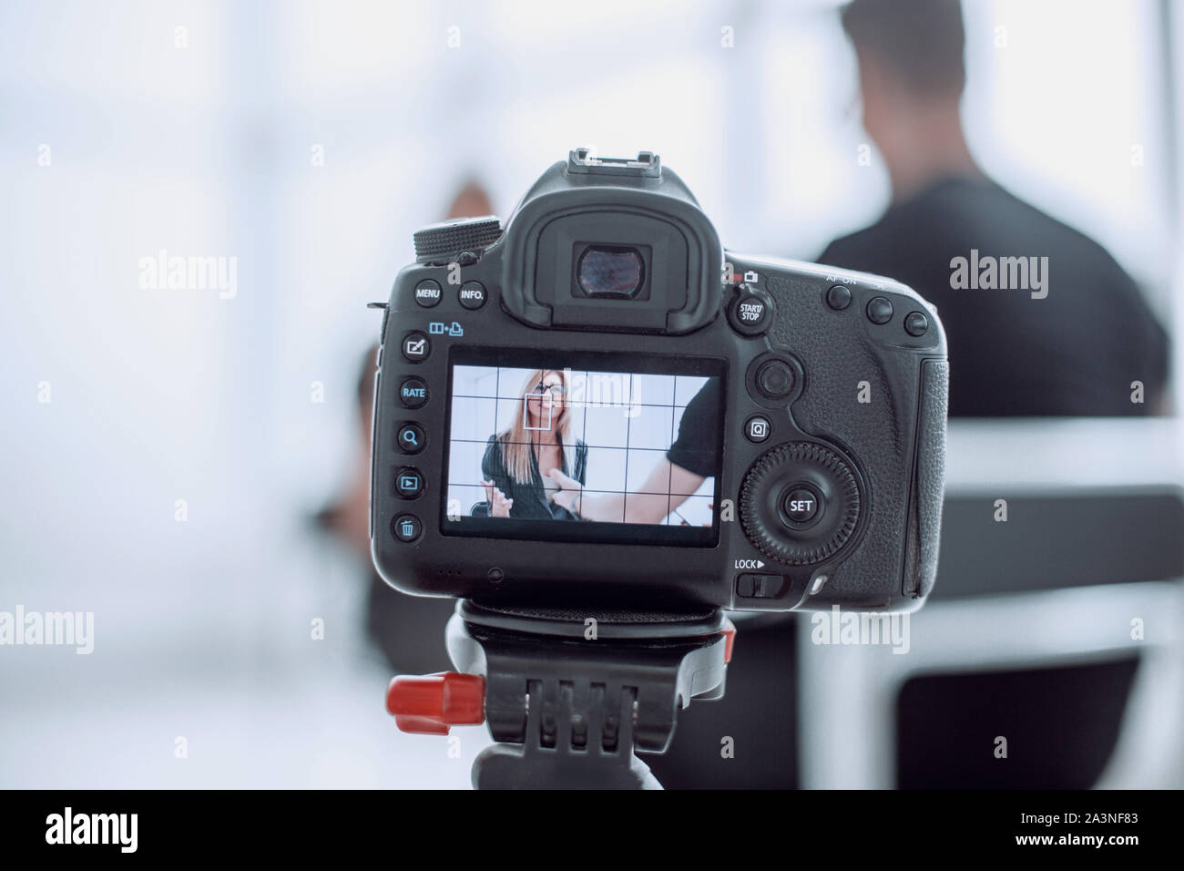 close up. camera in the Studio during a TV interview. photo with copy ...
