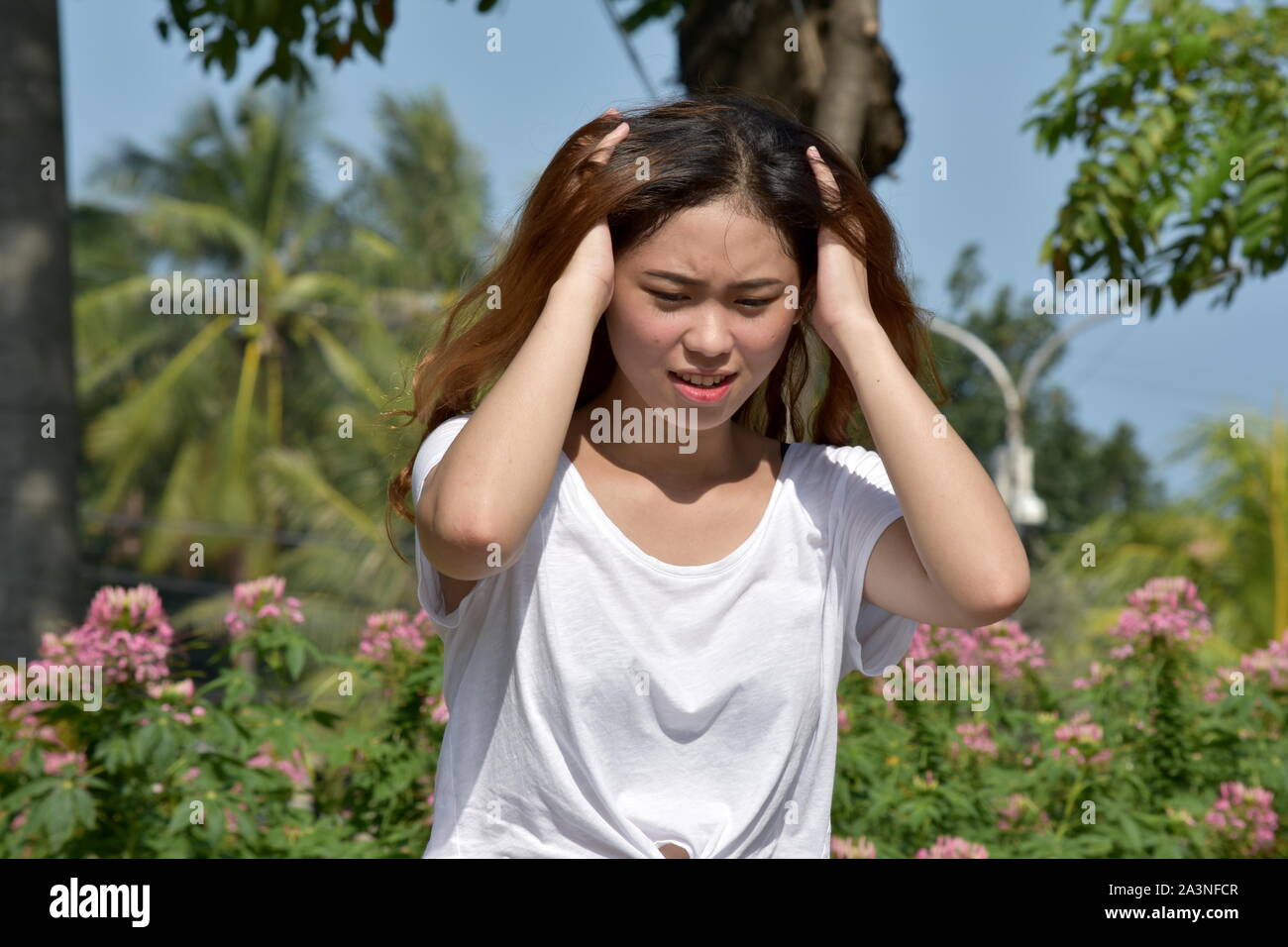 Stressful Asian Female Stock Photo - Alamy