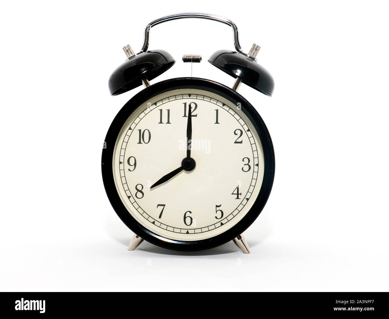 Old-style alarm clock, black and white, it's six o'clock Stock Photo ...