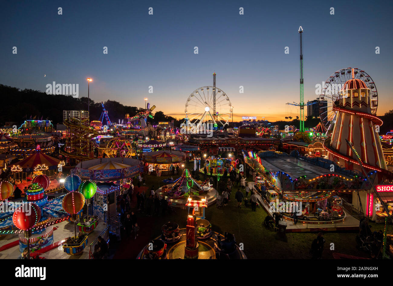 Sunset Early Evening Blue Hour at Goose Fair October 2019, Nottingham ...