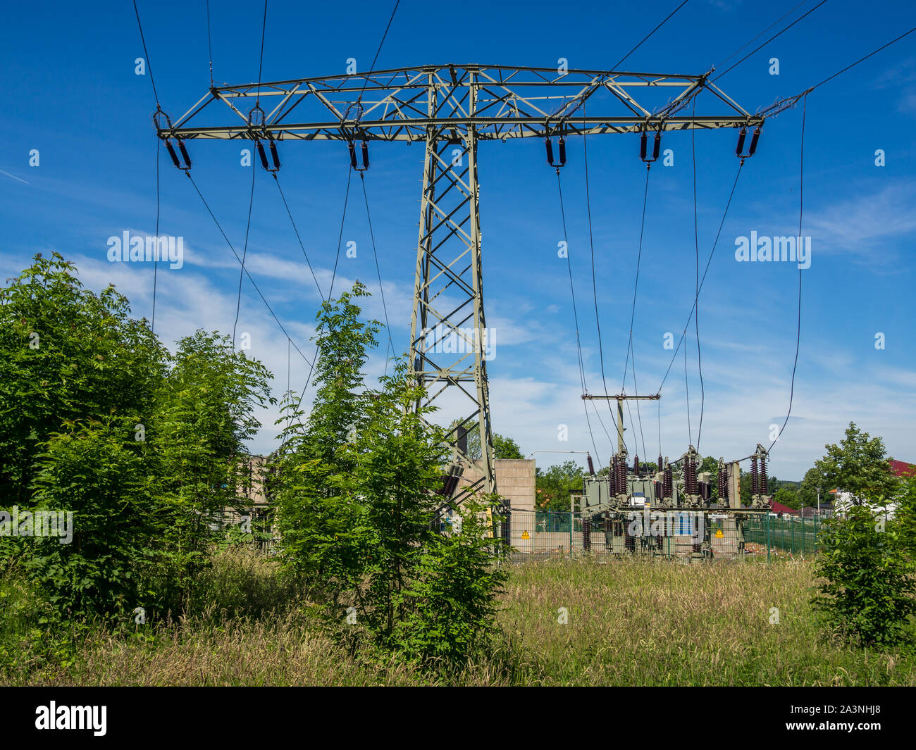 Power pole Eco energy Stock Photo - Alamy