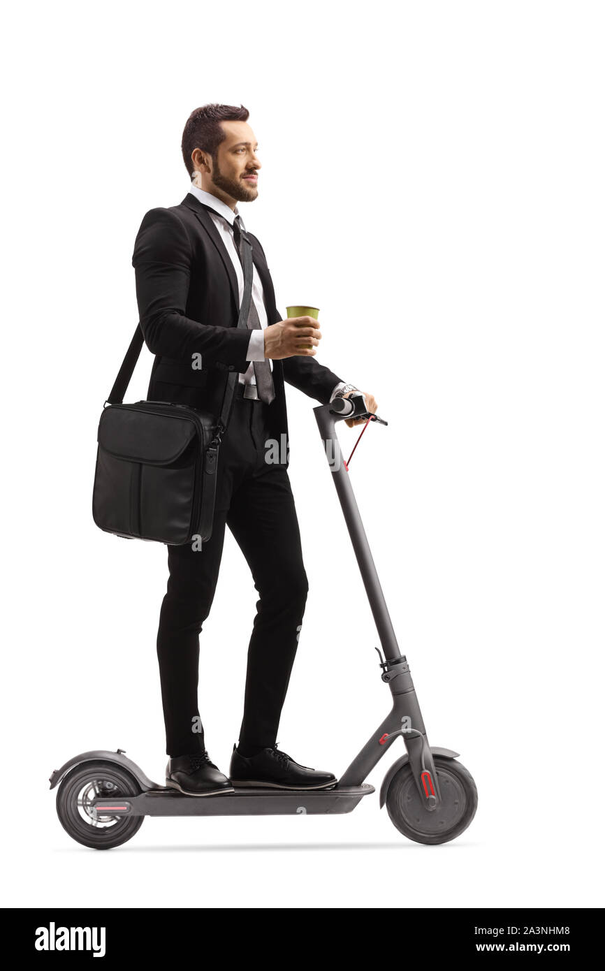Young man on electric scooter Cut Out Stock Images & Pictures - Alamy