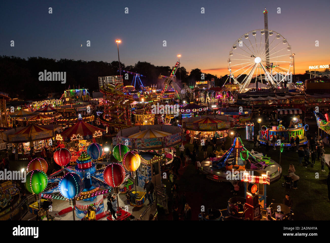 Sunset Early Evening Blue Hour at Goose Fair October 2019, Nottingham ...