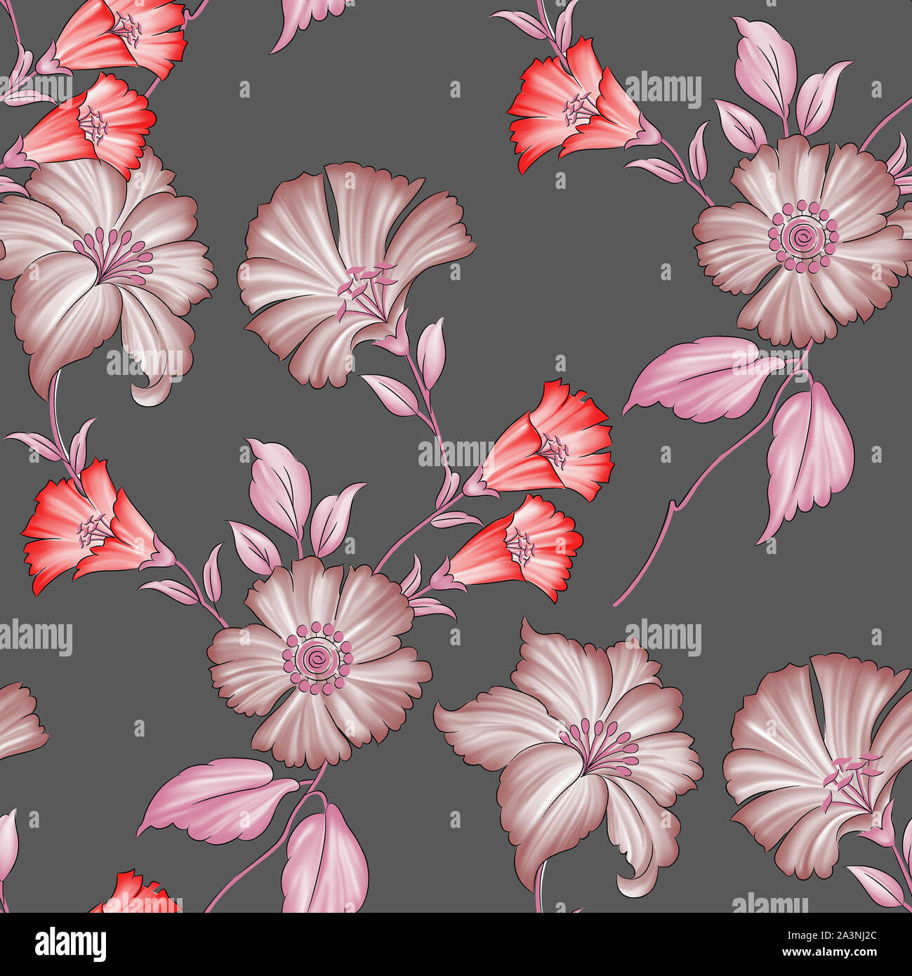Dark grey ground with floral flower design Stock Photo - Alamy