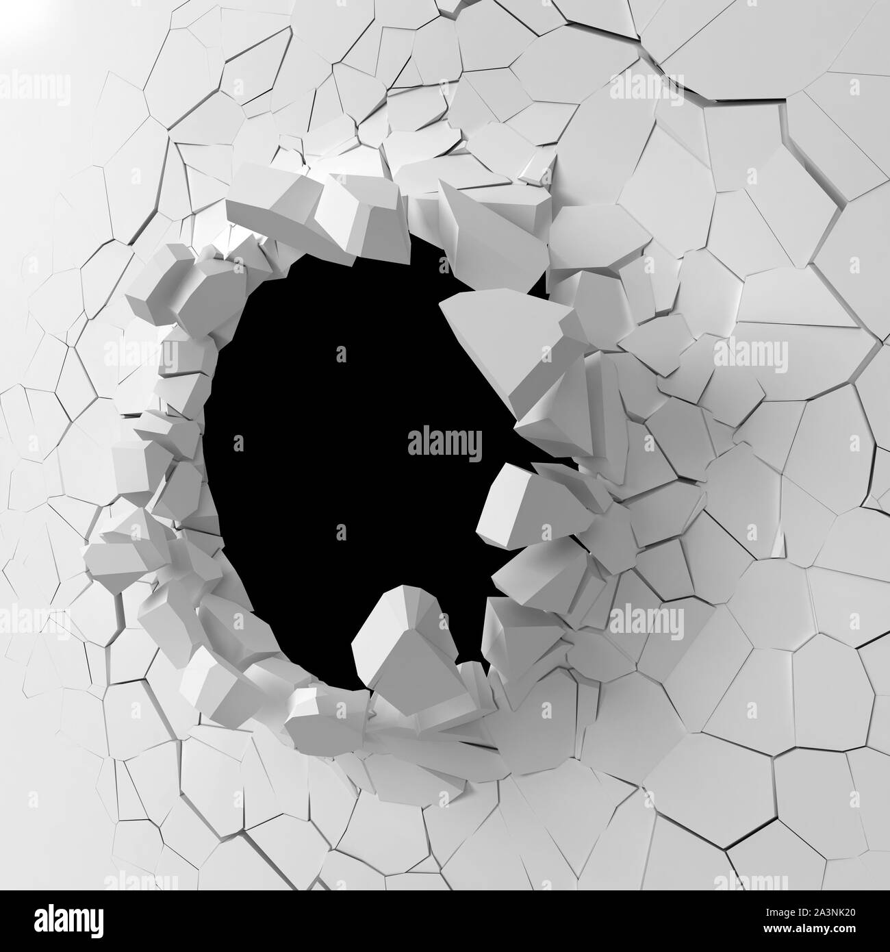 Wall destruction. 3d illustration isolated on white background Stock ...