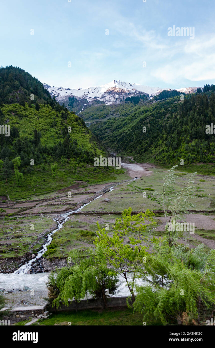View of river formed from melting snow flowing into River Sind during ...