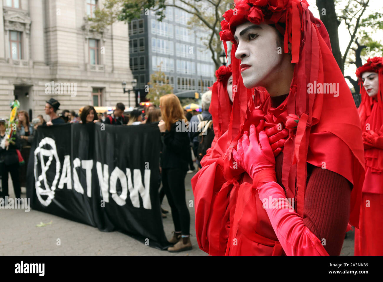 Extinction Rebellion’s (XR) Red Brigade, New York, USA Stock Photo - Alamy