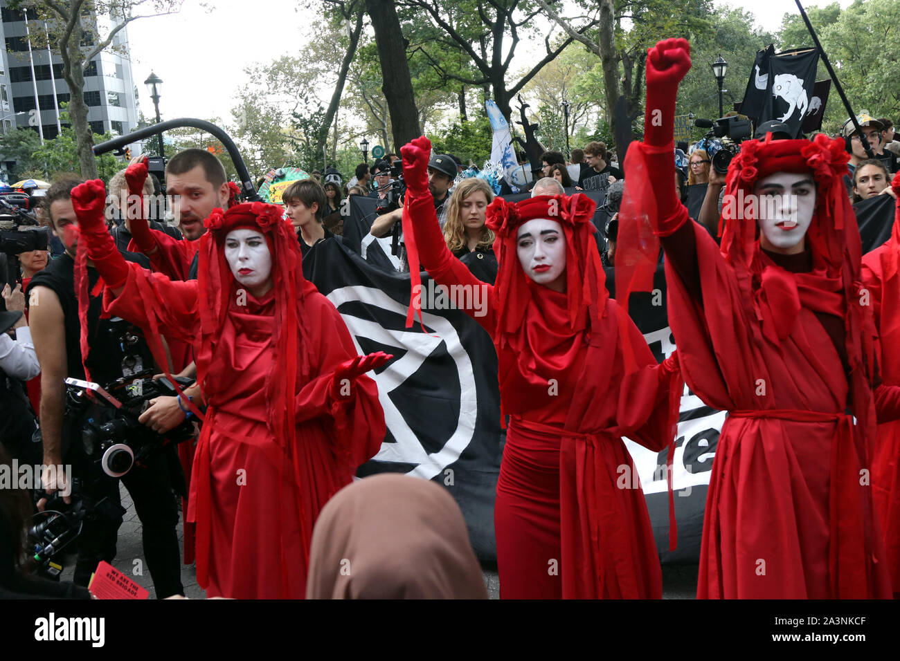 Extinction Rebellion’s (XR) Red Brigade, New York, USA Stock Photo - Alamy