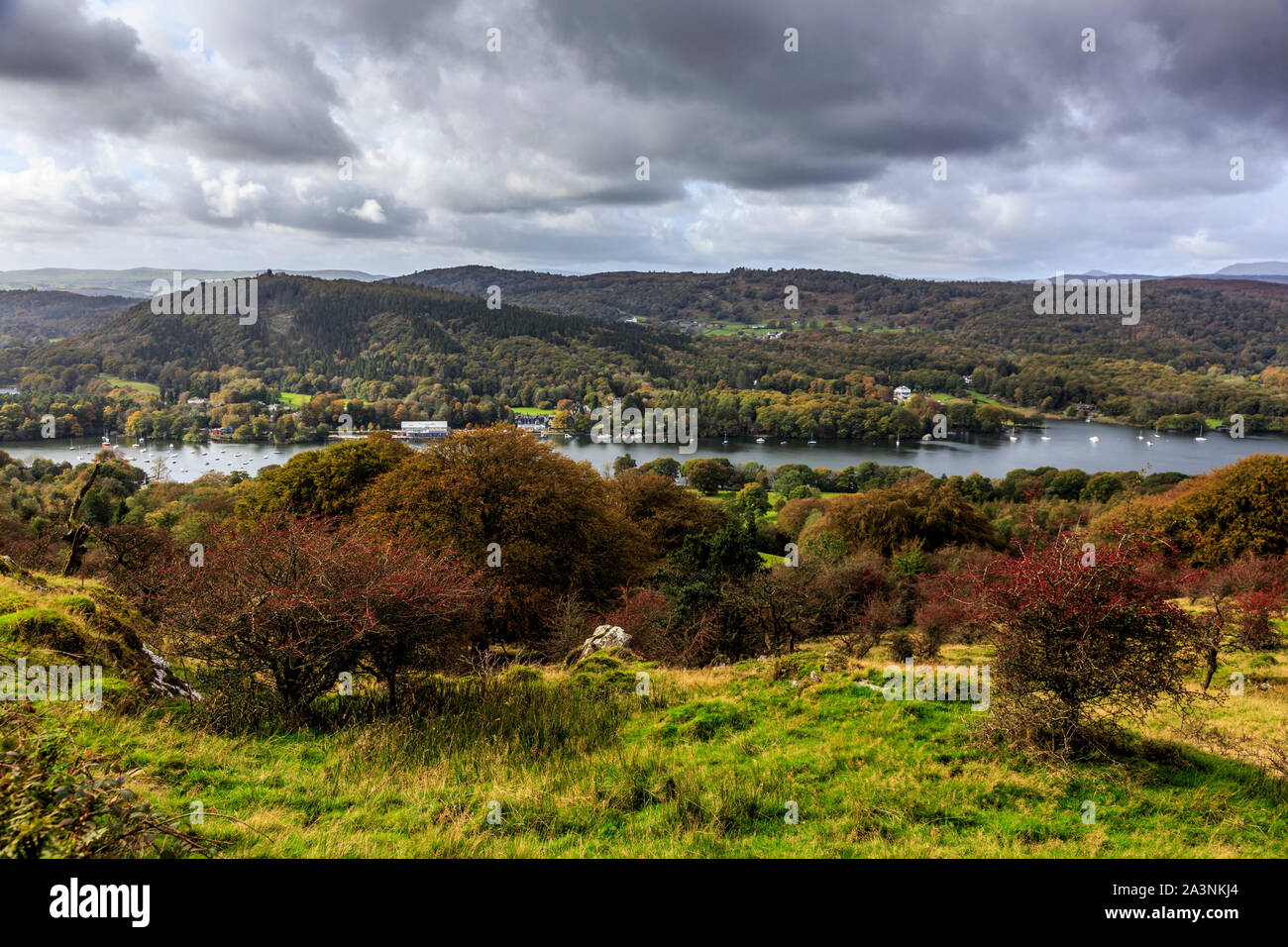 gummers how viewpoint lake windermere lake district england uk Stock ...