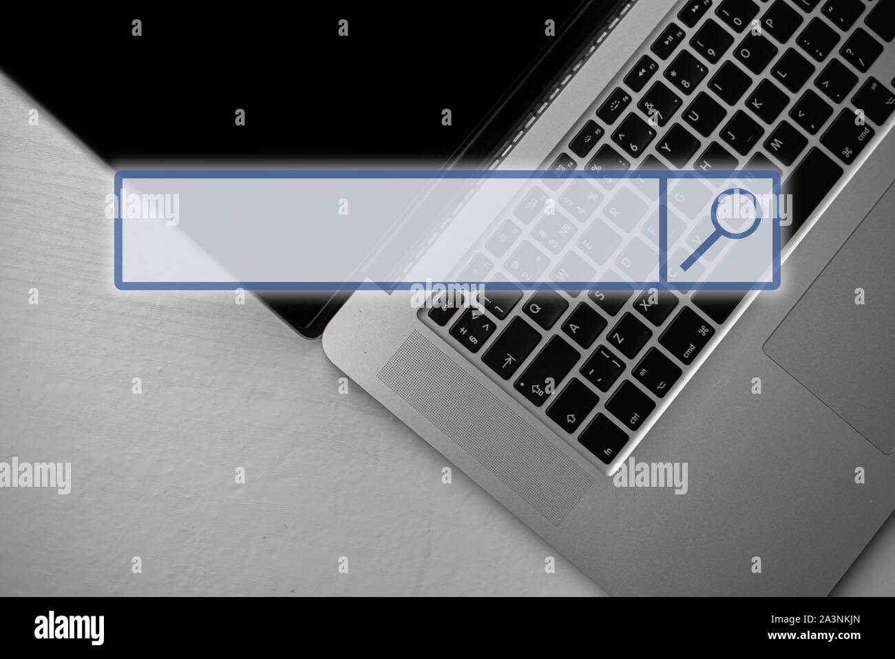 classic laptop background with a search web browser tab on top Stock ...