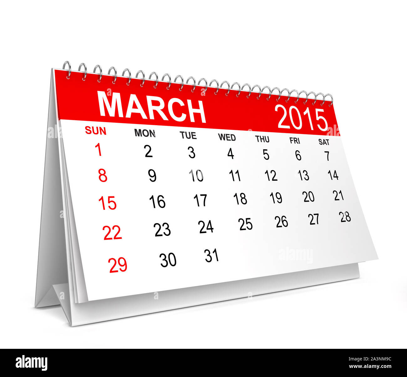 2015 Calendar. March. 3d illustration isolated on white background ...
