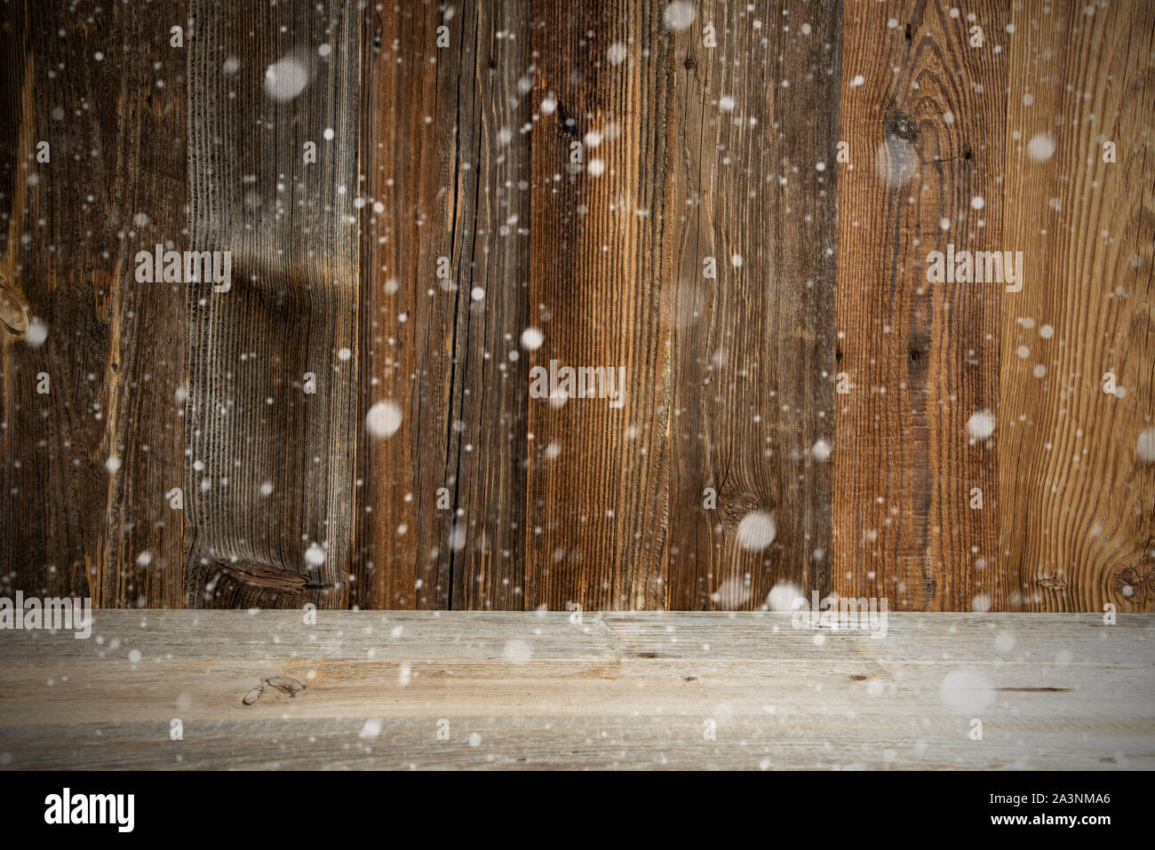 Brown Wooden Vintage Or Rustic Backround Or Texture, Snow Stock Photo ...