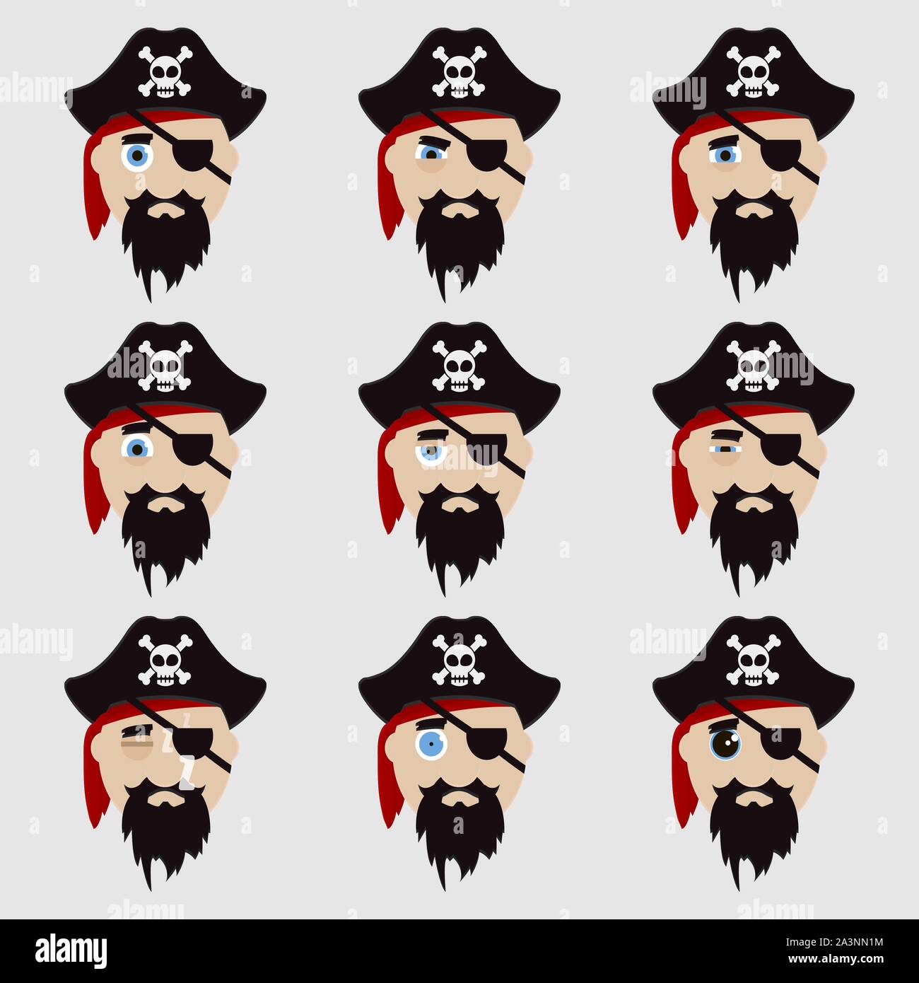Set of cute pirate emoticons. Vector illustration Stock Vector Image ...