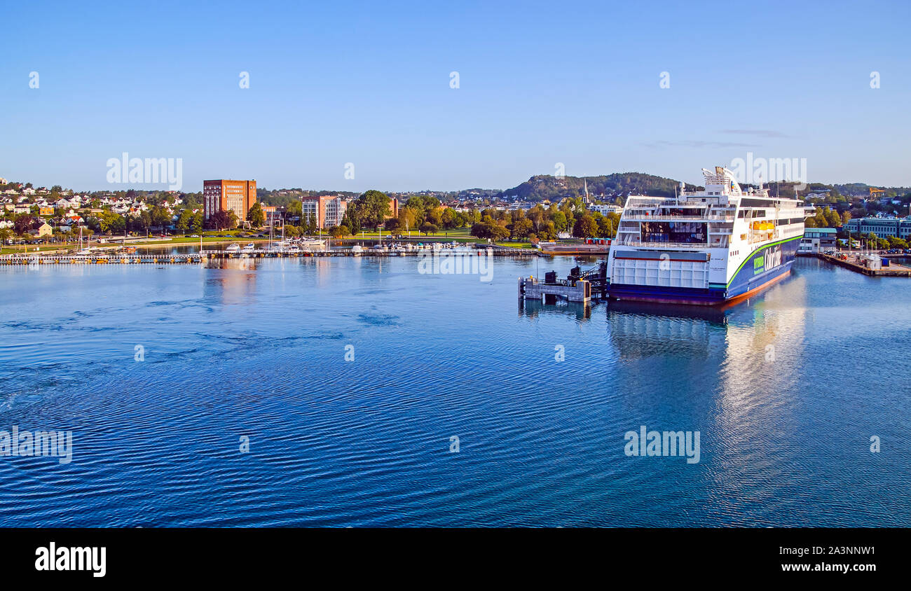 New color line car and passenger ferry Color Hybrid at terminal in ...