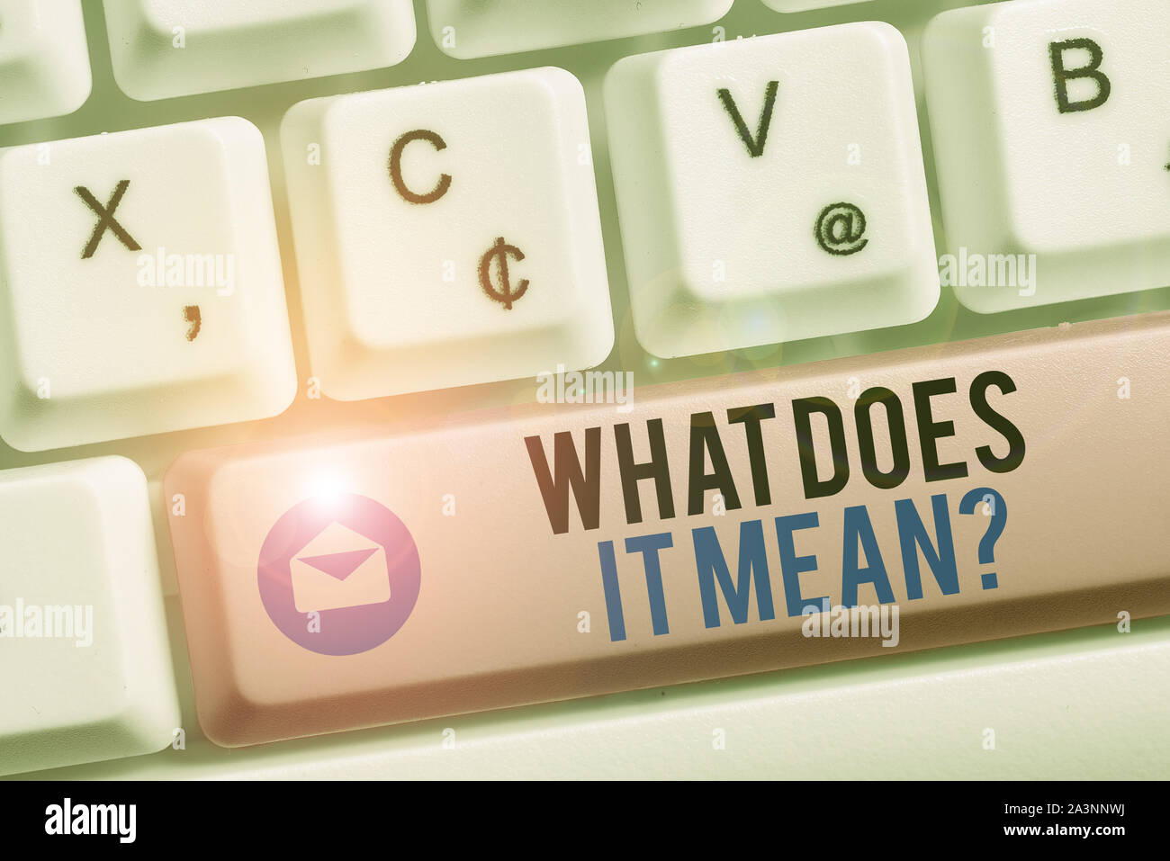 Text sign showing What Does It Mean Question. Business photo text Give ...