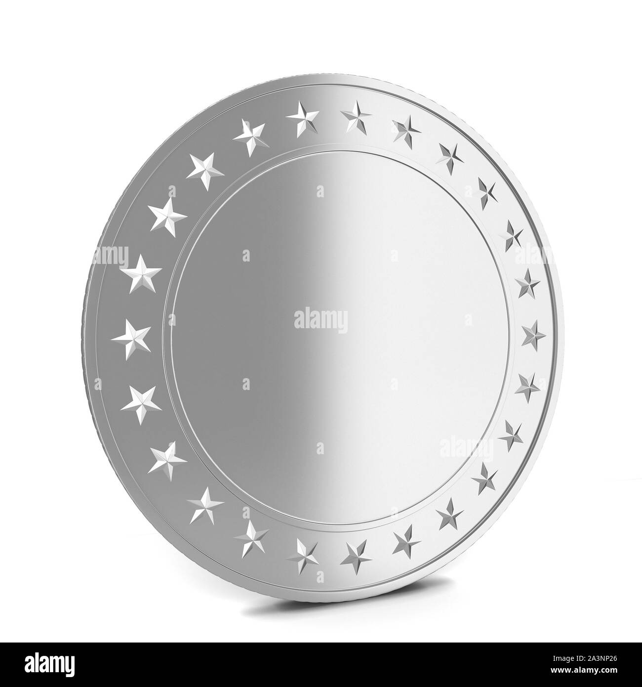 Silver coin. 3d illustration isolated on white background Stock Photo ...