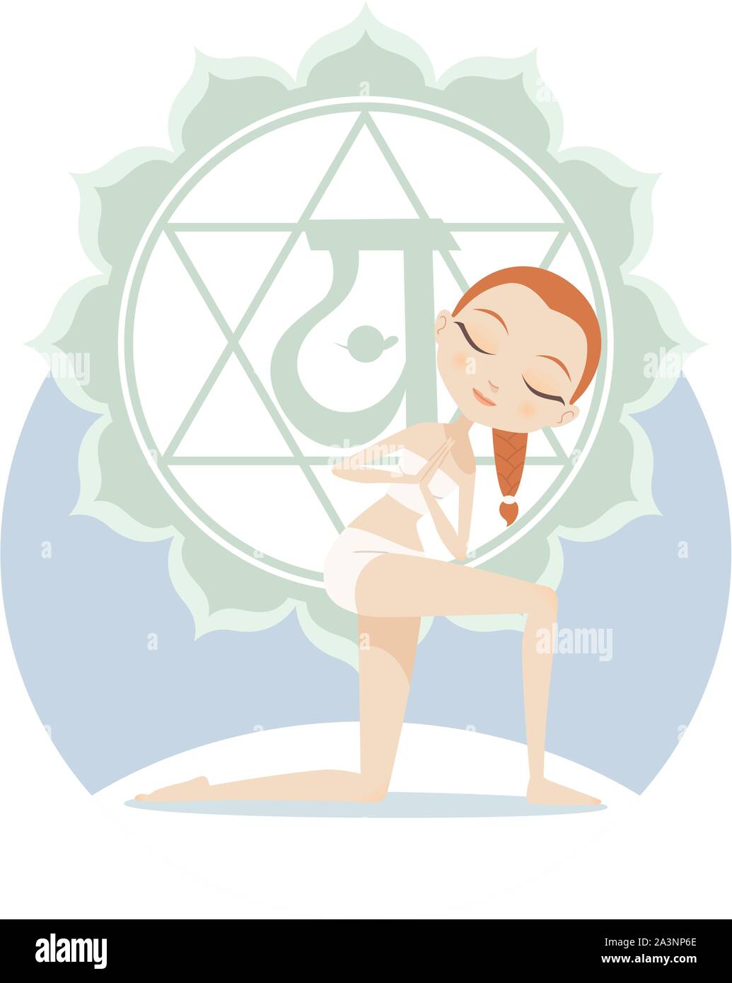 Yoga Asana Practice Posture With Green Mandala Background vector ...
