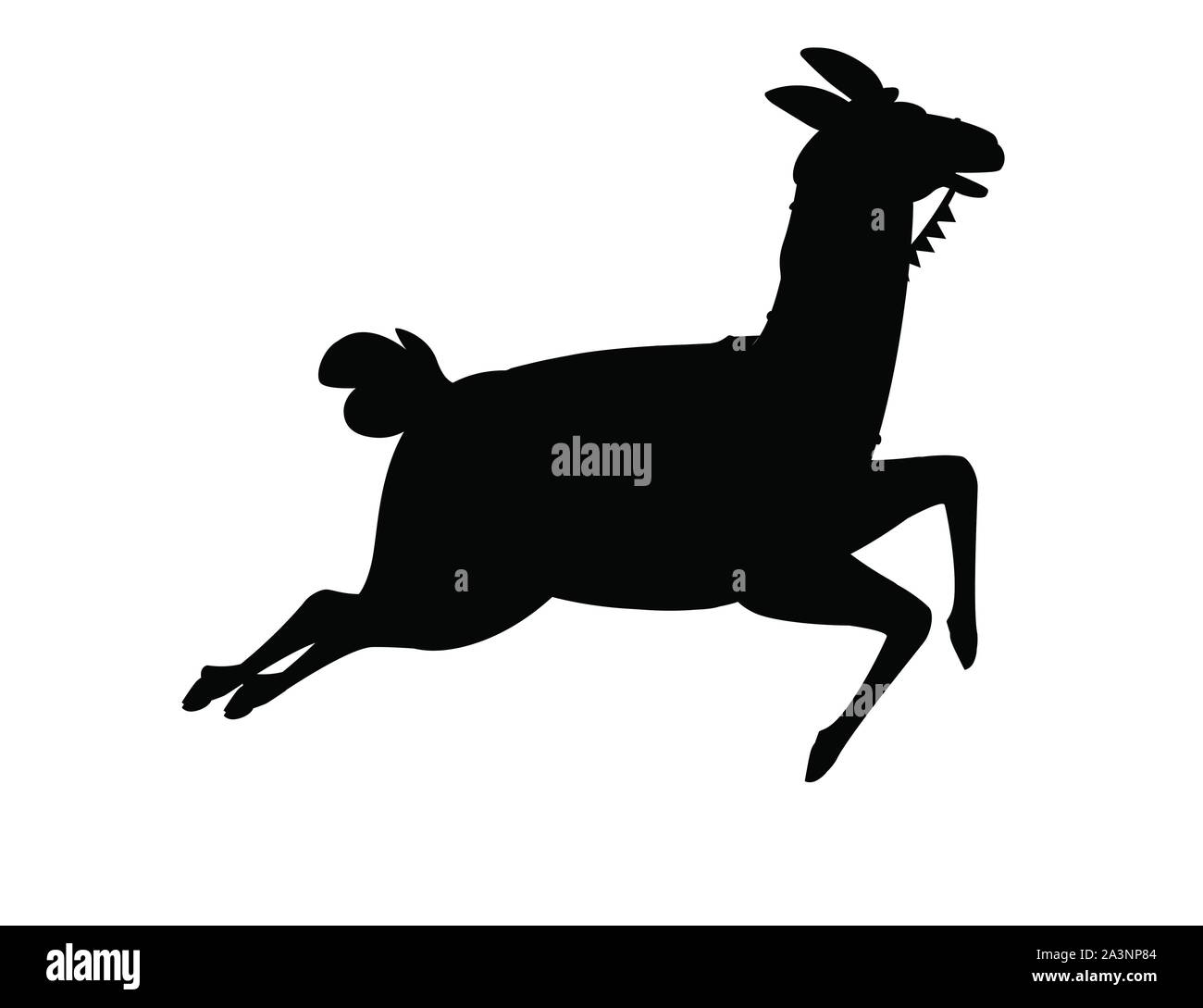 Black silhouette of llama running cartoon animal design flat vector ...