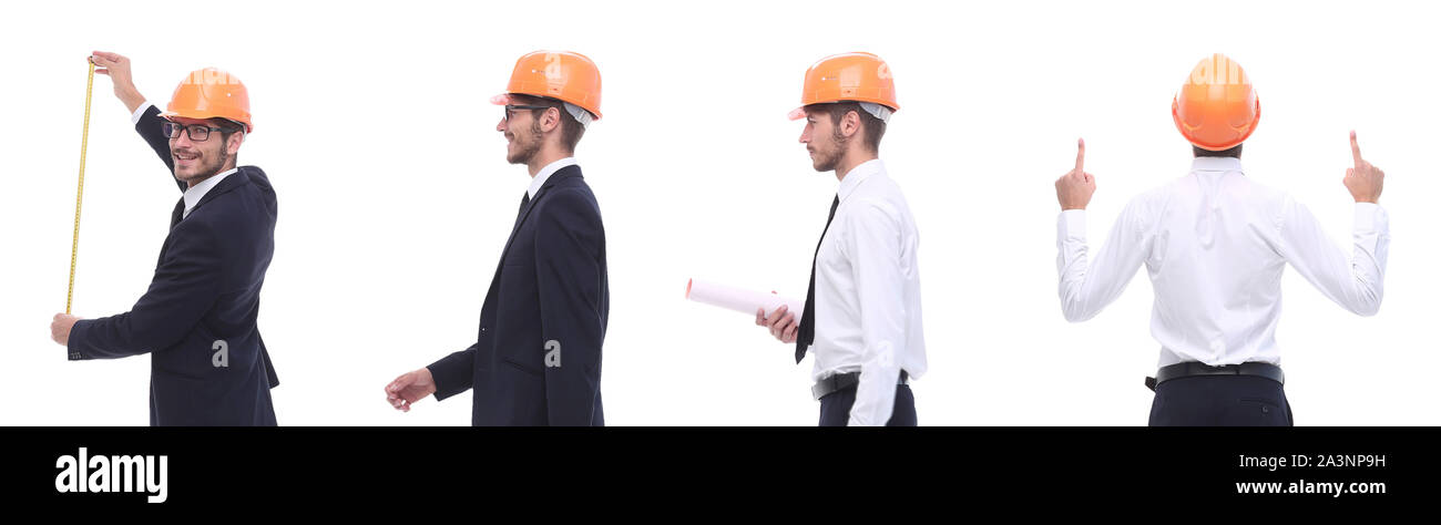 in full growth .competent engineer architect isolated on white . photo ...