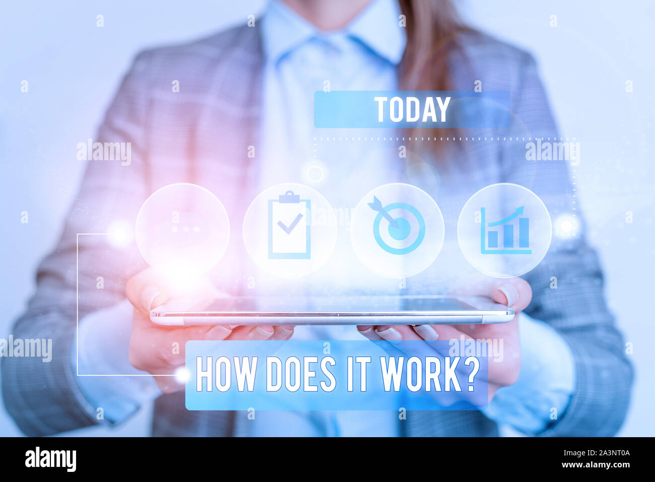 Writing note showing How Does It Work Question. Business concept for ...