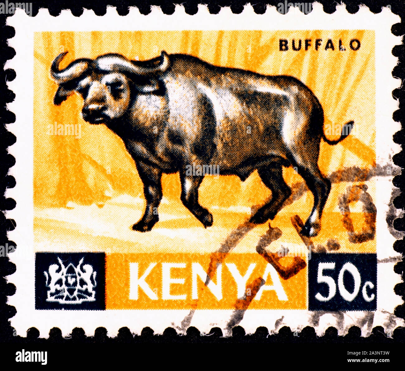 Buffalo on kenyan postage stamp Stock Photo - Alamy