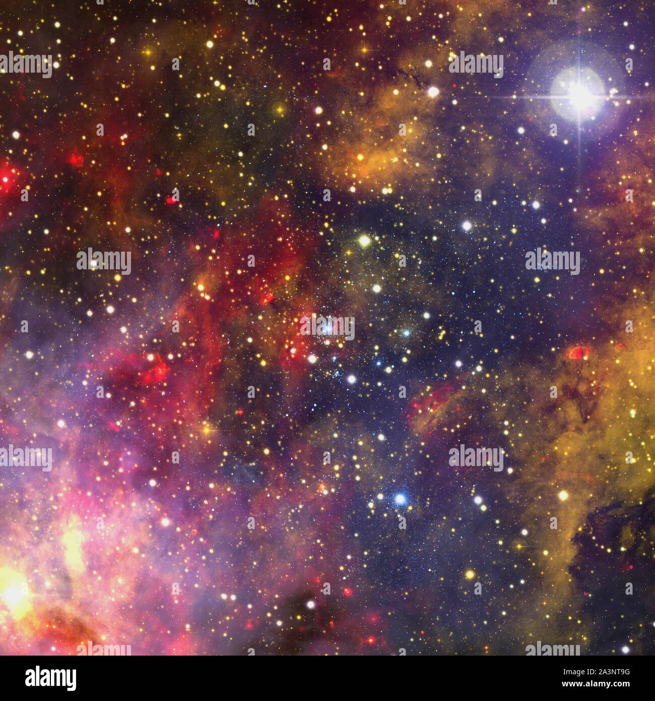 Universe scene with planets, stars and galaxies in outer space ...