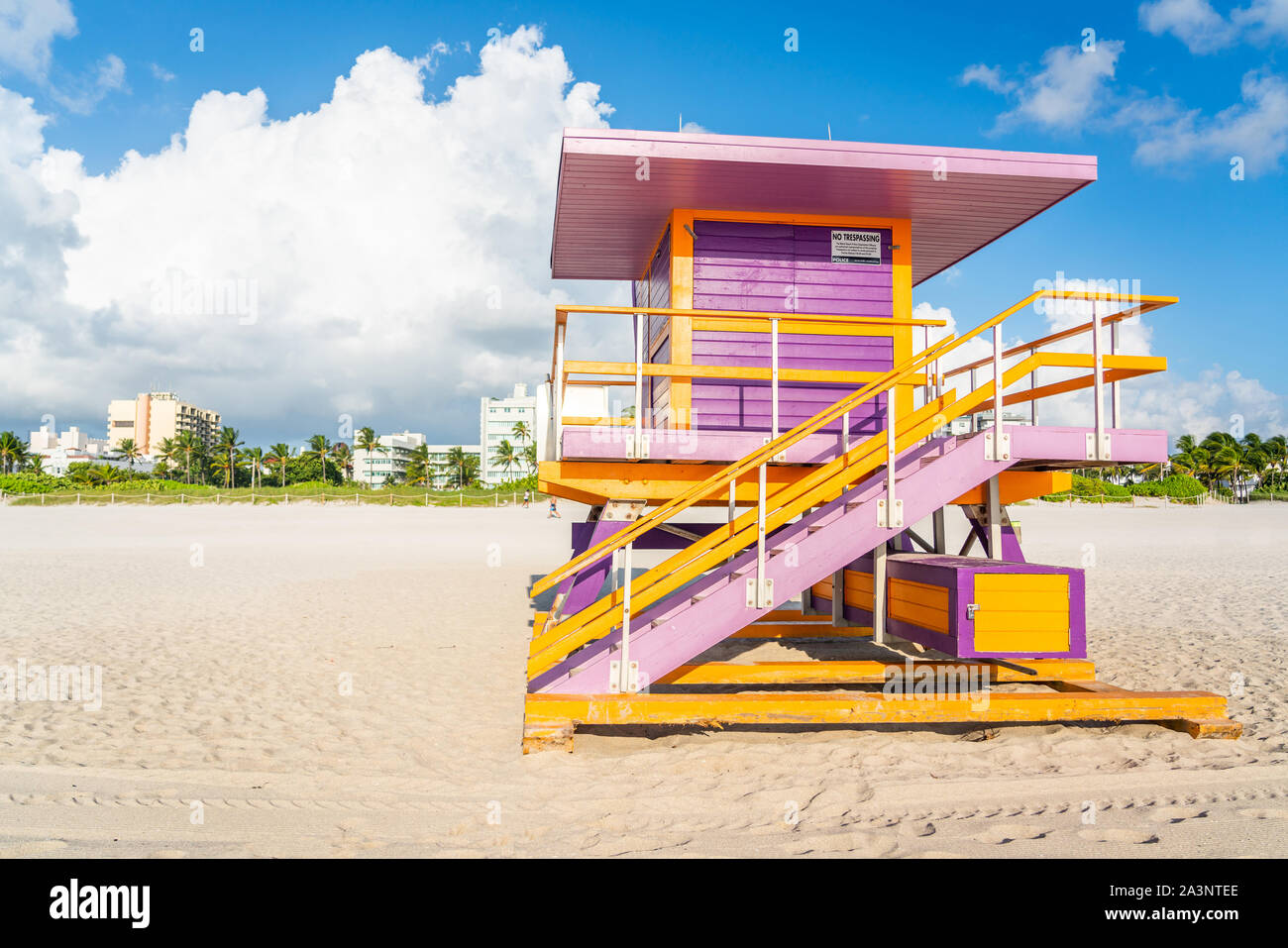 Colorful Lifeguard Tower in South Beach, Miami Beach, Florida Stock ...