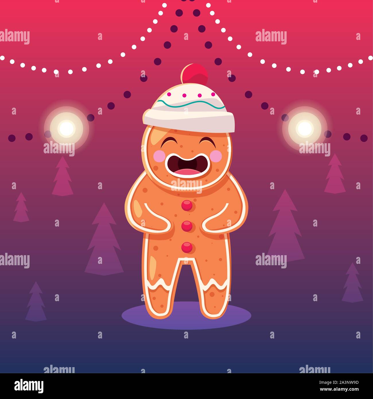 christmas card of gingerbread man vector illustration design Stock ...