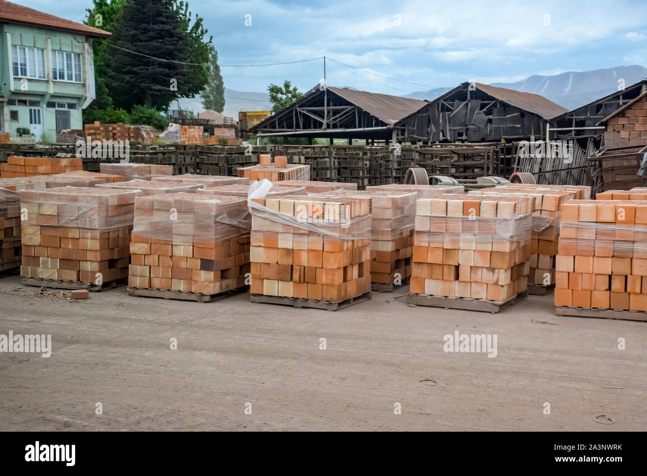 Warehouse of hollow ceramic bricks. Construction base Stock Photo - Alamy
