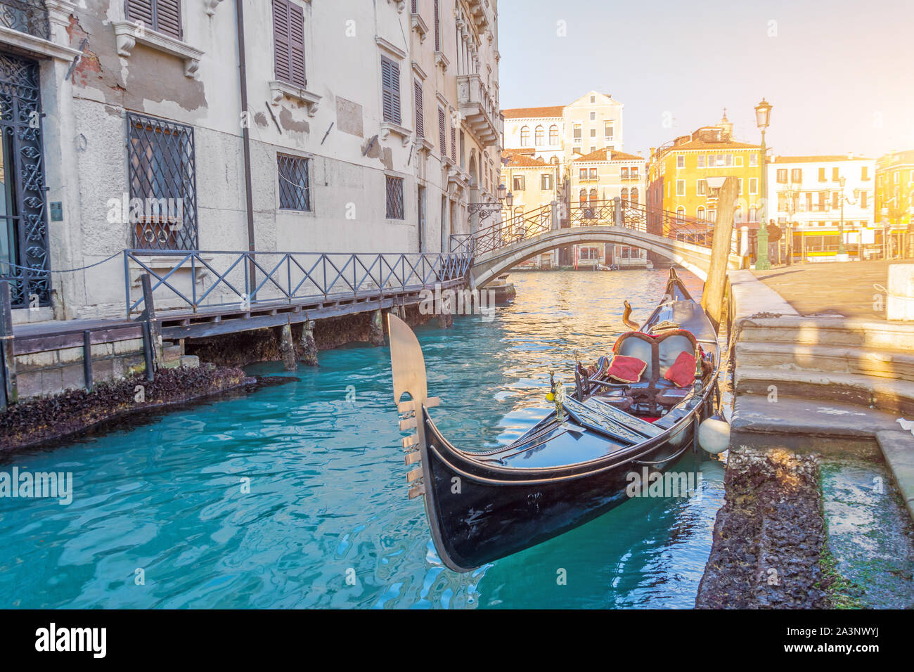 Venice canal traditional gondola landmark, old architecture Stock Photo ...