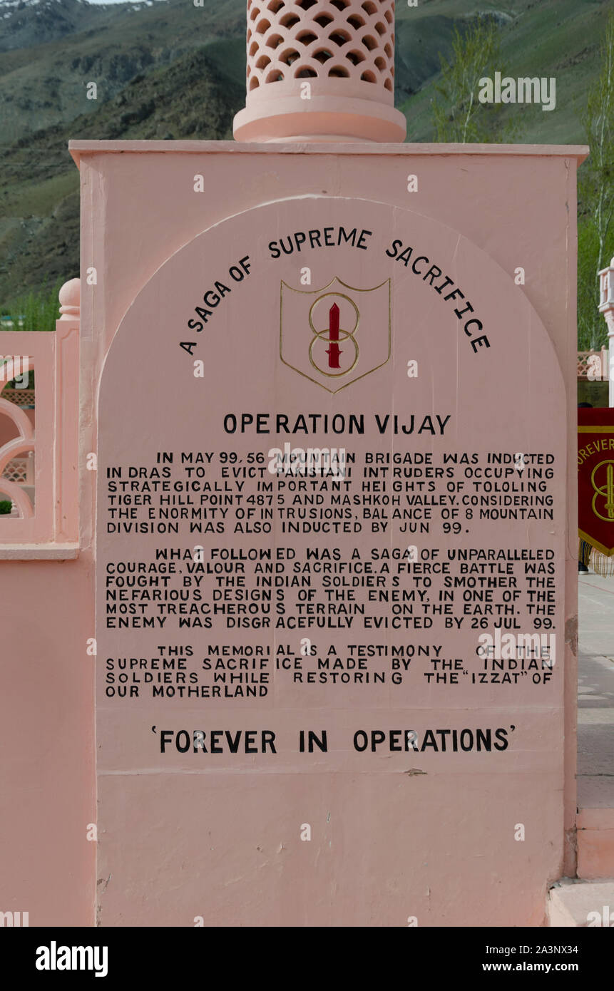Kargil War Memorial in Dras, Ladakh, India Stock Photo - Alamy