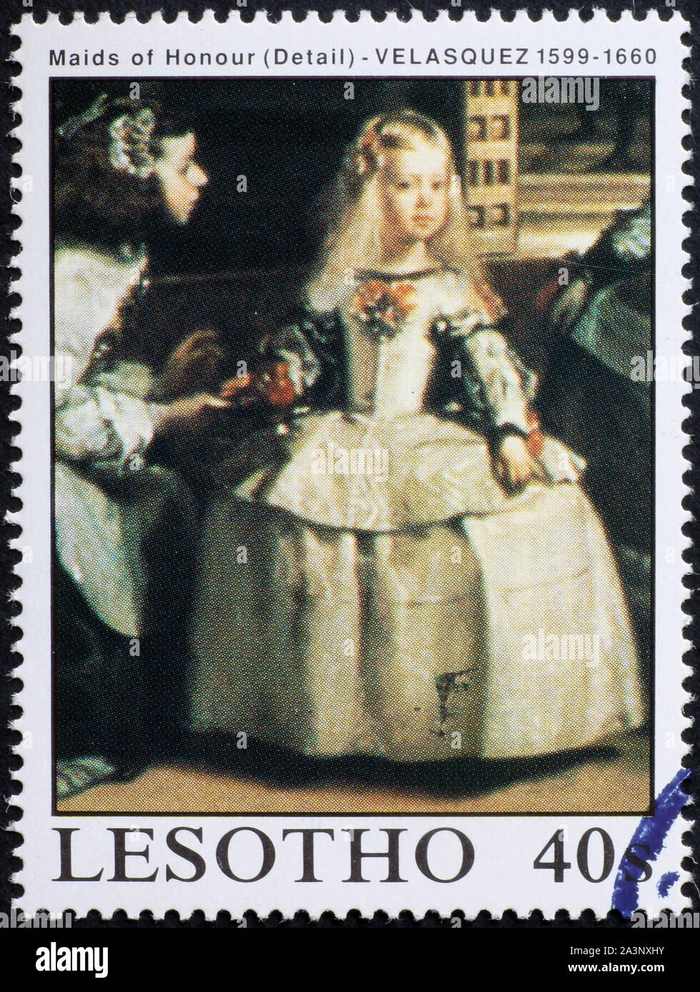 Maids of honour by Velazquez on postage stamp Stock Photo - Alamy