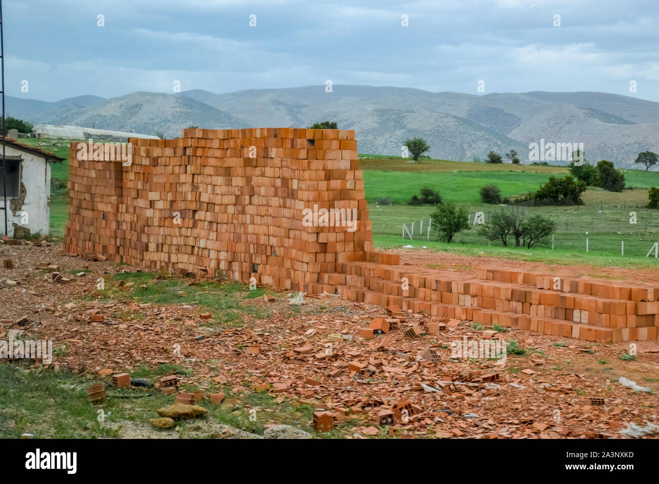 Warehouse of hollow ceramic bricks. Construction base Stock Photo - Alamy