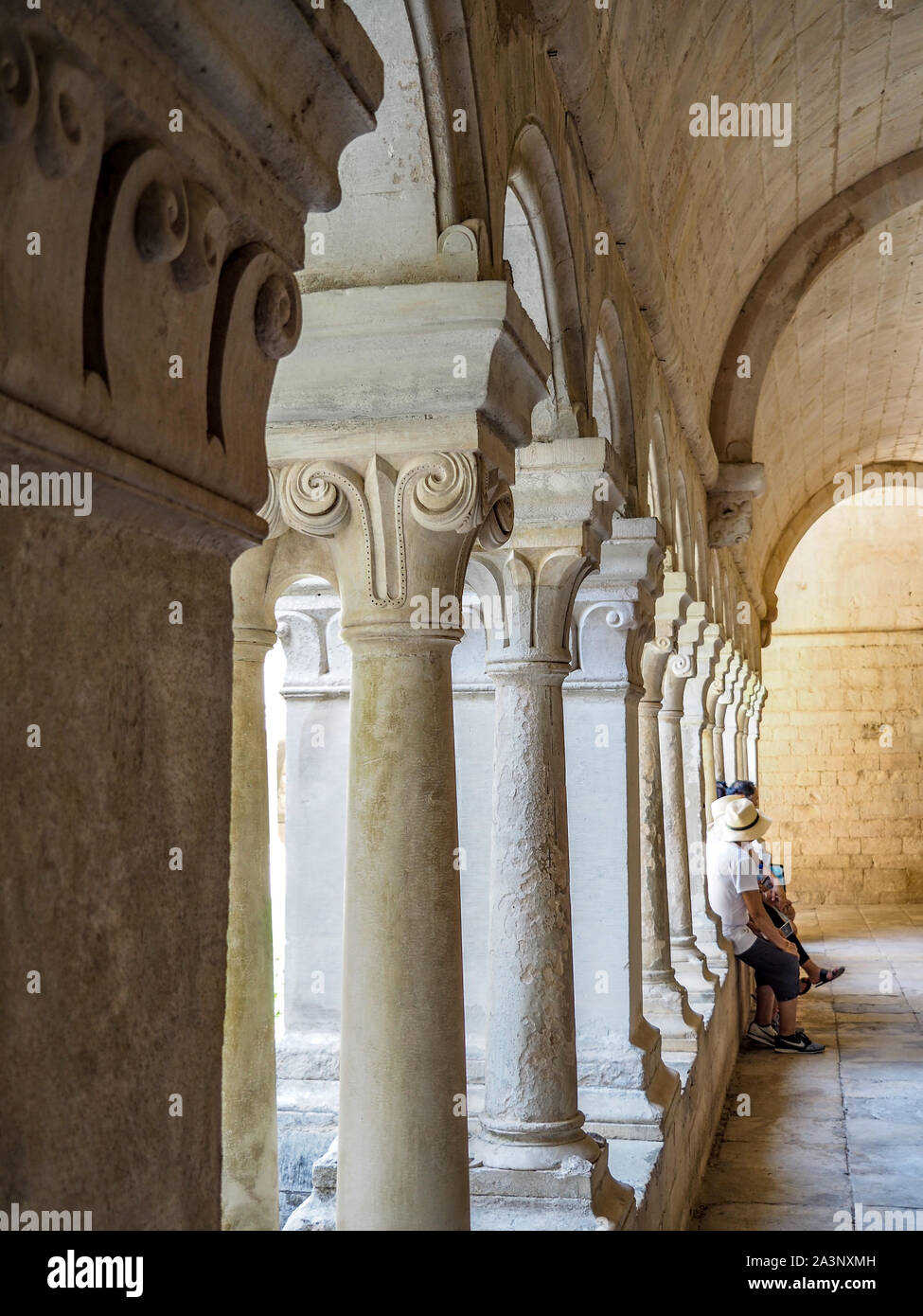Arched columns of religious cloisters in southern France Stock Photo ...