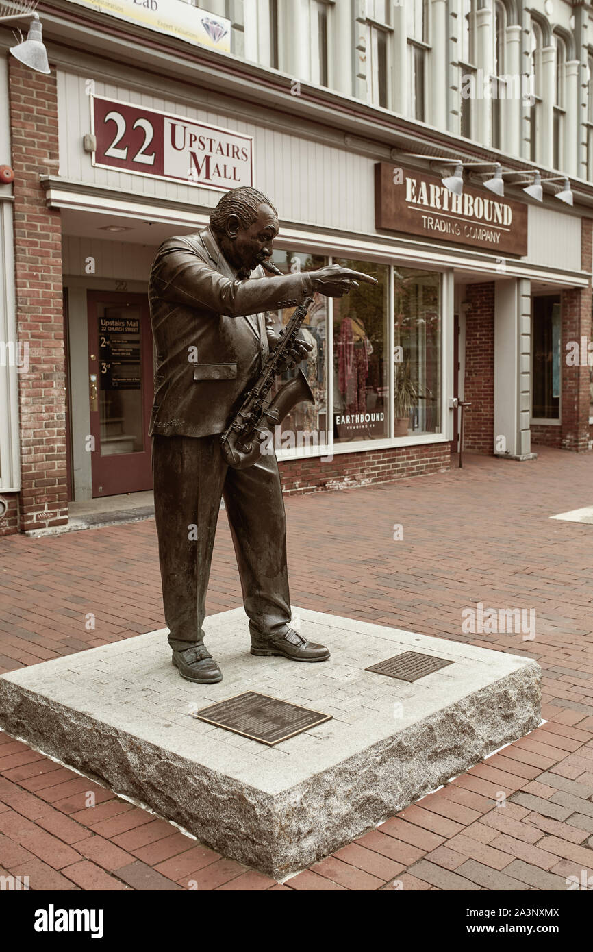 Burlington, Vermont - September 29th, 2019: Statue of Big Joe Burrell ...