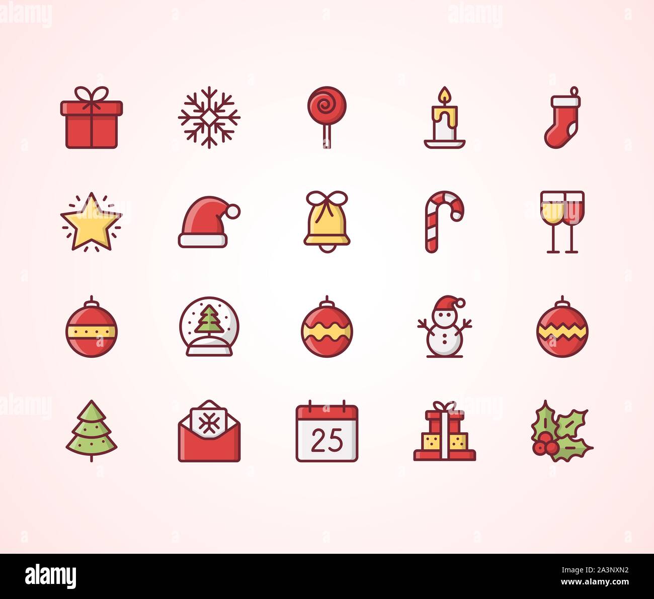 Collection of Christmas colorful icons. 48x48 Pixel Perfect Stock ...