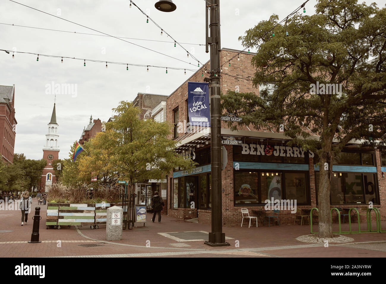 Burlington, Vermont - September 29th, 2019: Ice cream shop Ben & Jerry ...